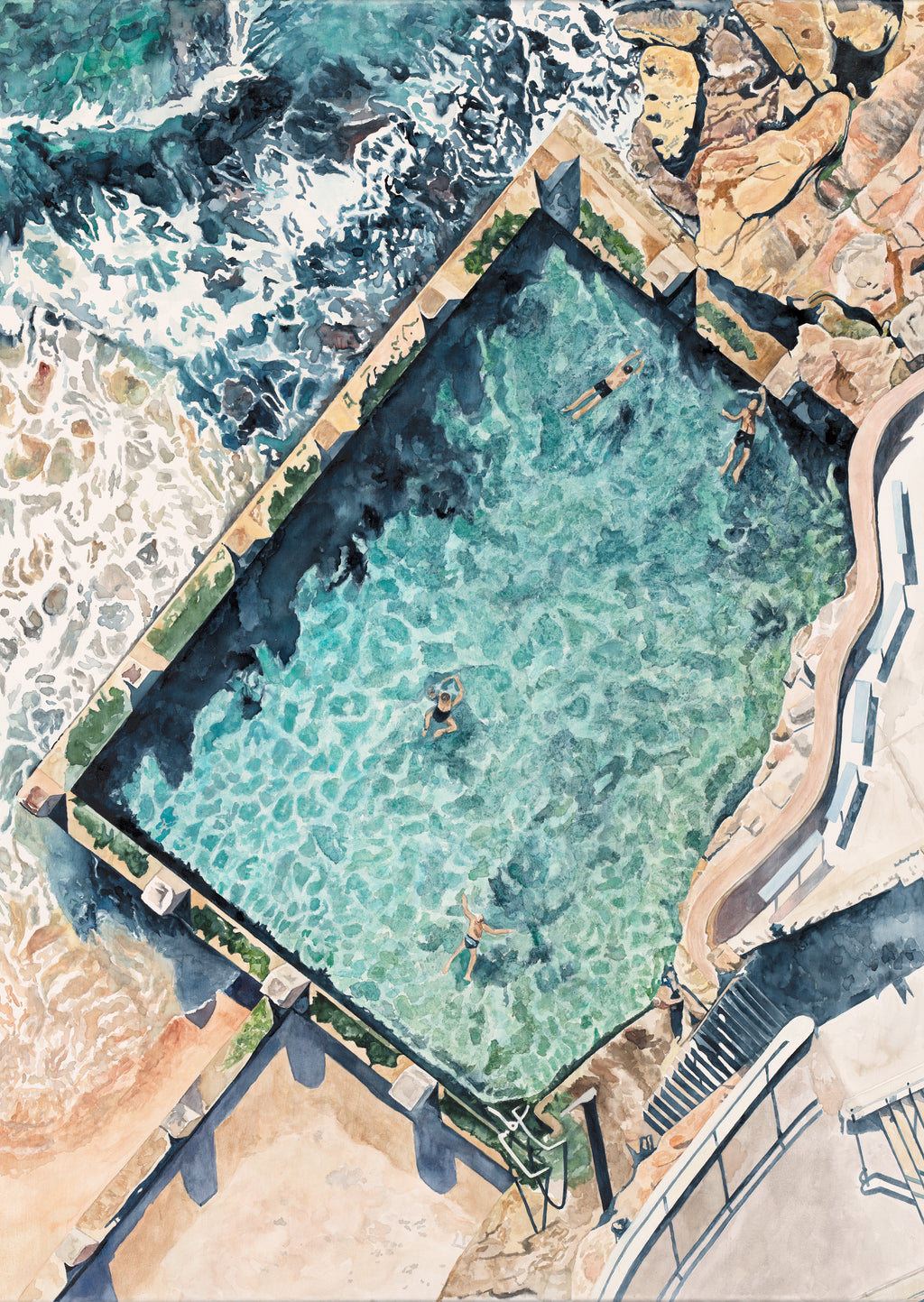 Coogee Rockpool: Limited Edition Watercolour Wall Print – Leah's Mark