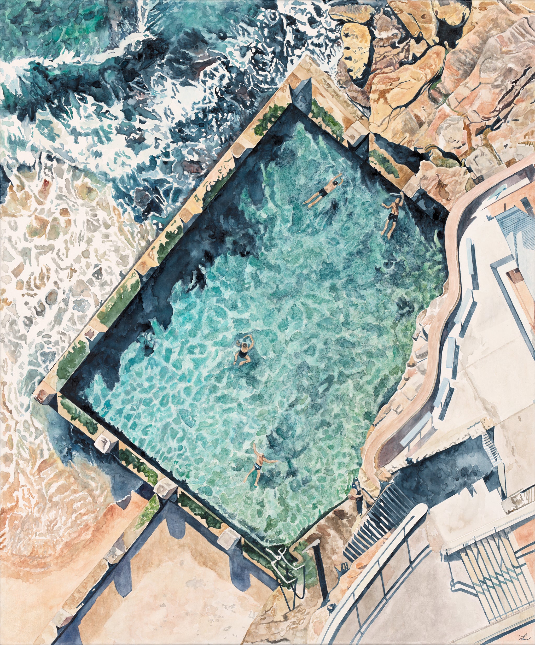 Coogee Rockpool: Limited Edition Watercolour Canvas Print