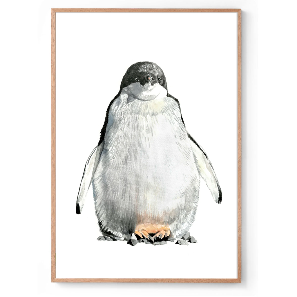 Pebble's the Penguin: Watercolour Wall Print – Leah's Mark