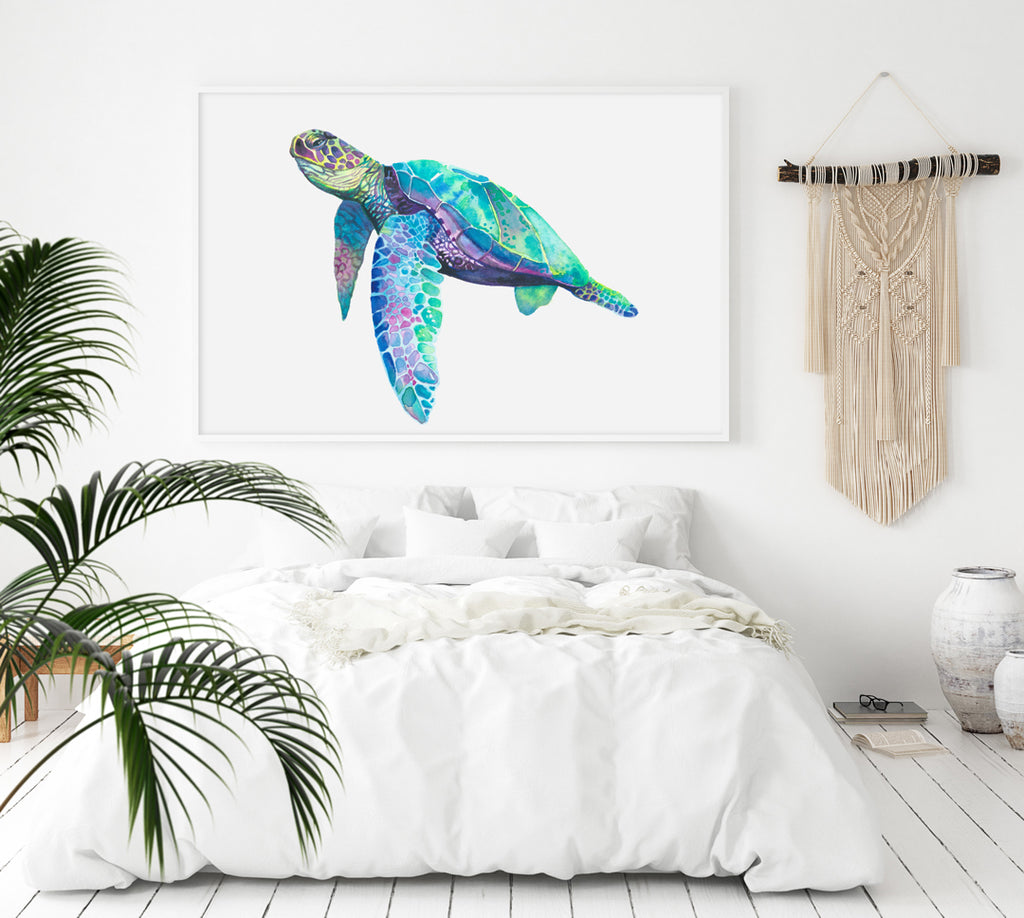 Finn the Turtle: Watercolour Wall Print – Leah's Mark